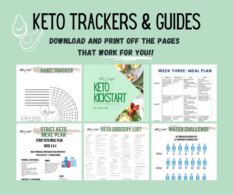 Complete Keto Trackers | Keto Grocery List | 3 Keto Meal Plans| Keto ...