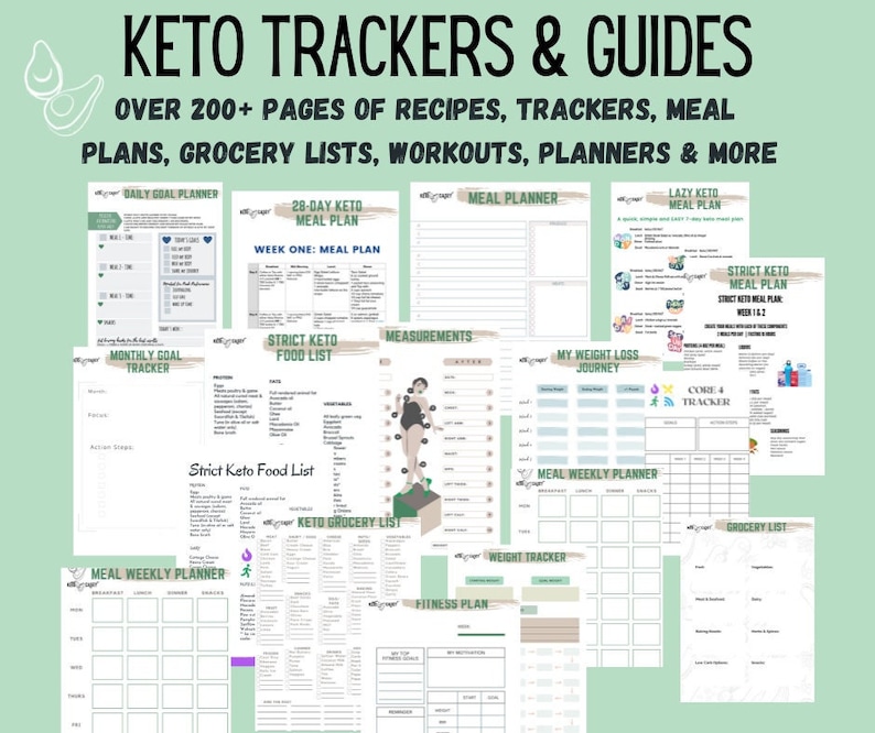 Complete Keto Trackers | Keto Grocery List | 3 Keto Meal Plans| Keto ...