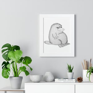 Angry Platypus Art Print, Grumpy Animal Picture Framed Vertical Poster ...