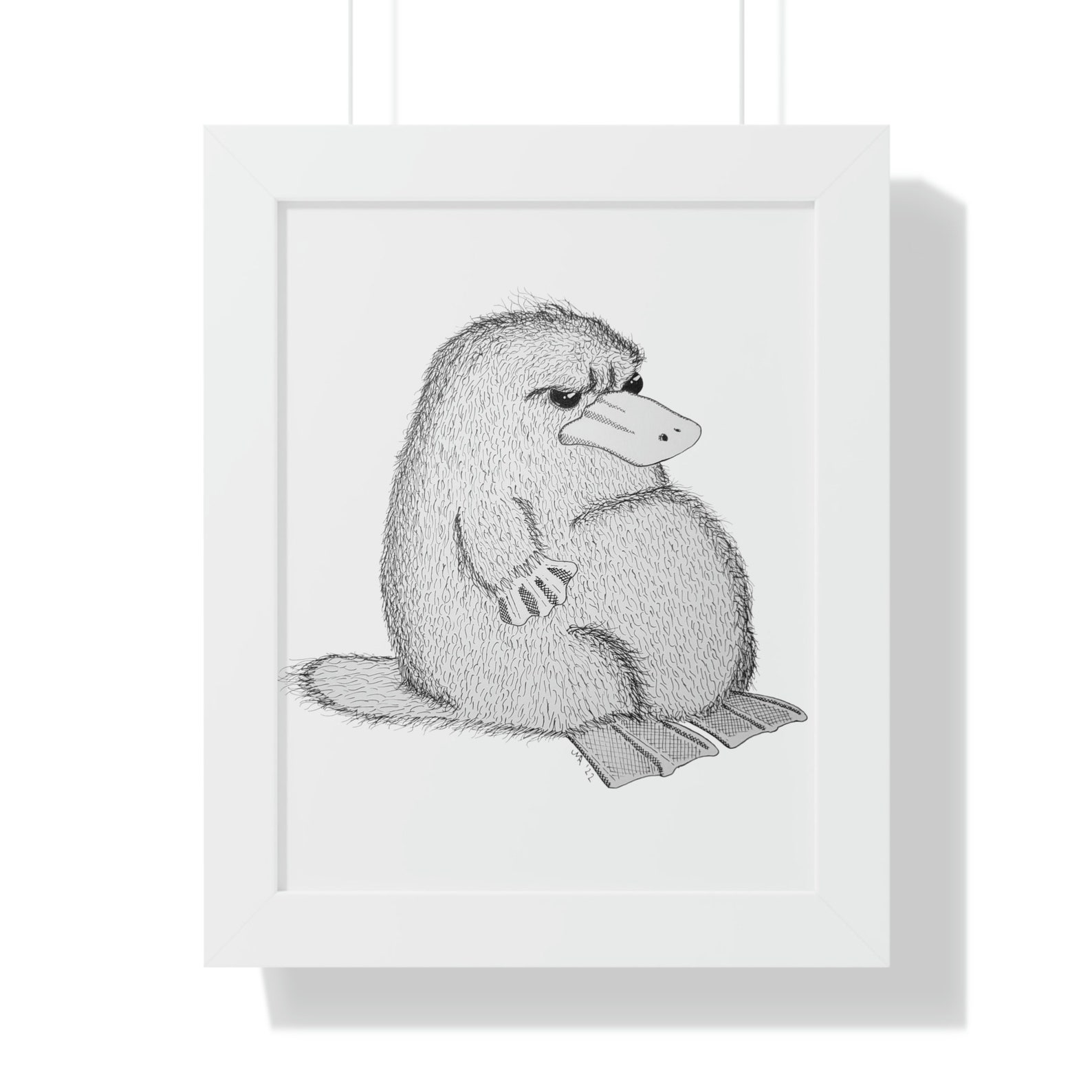 Angry Platypus Art Print, Grumpy Animal Picture Framed Vertical Poster ...