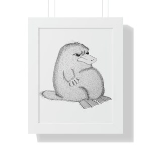 Angry Platypus Art Print, Grumpy Animal Picture Framed Vertical Poster ...