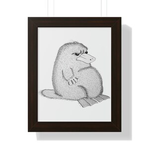 Angry Platypus Art Print, Grumpy Animal Picture Framed Vertical Poster ...
