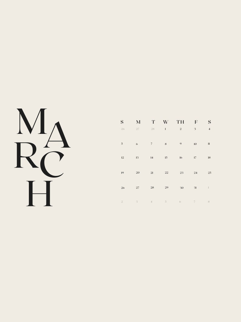 2023 Minimalist iPad Calendar Wallpaper | Aesthetic Calendar 1620x2160 ...