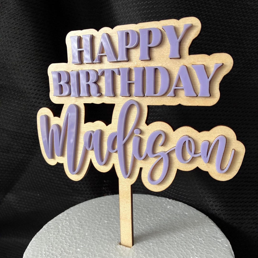 Custom Happy Birthday Cake Topper | 3D Modern Cake Topper | First ...