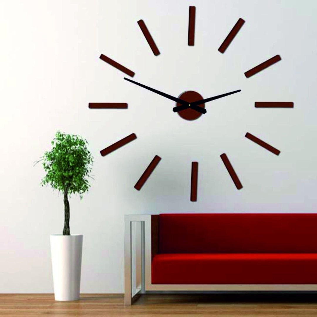 Large Modern Wall Clock Mallet, 3D Wall Clock, Home Decoration, Mirror ...