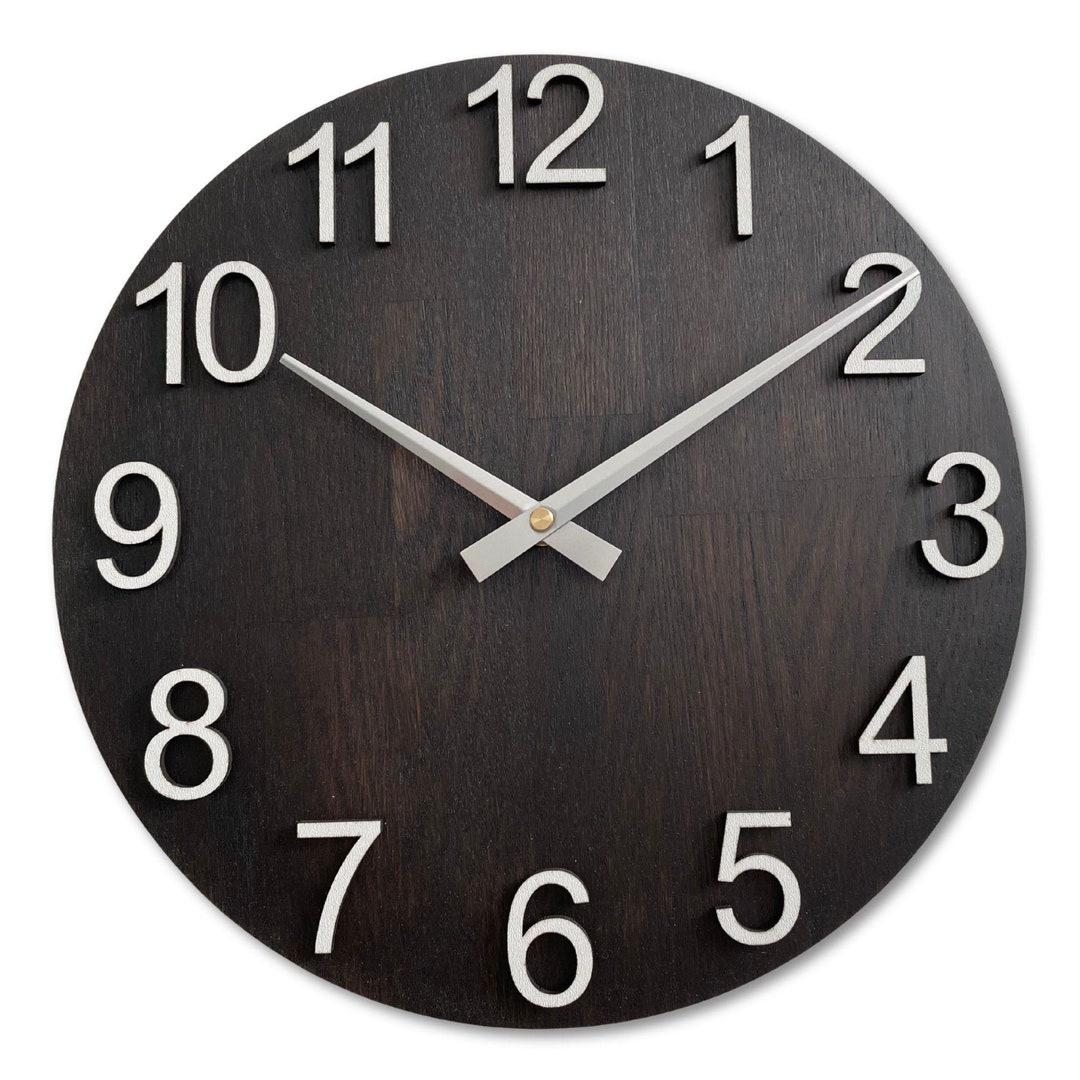 Modern Oak Wall Clock - Large Numbers - Handmade Wooden Clock ...