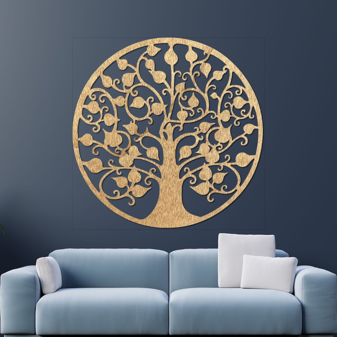 Leaf Tree Wall Art, Wooden Decoration, Wall Hanging, Family Wood Decor ...