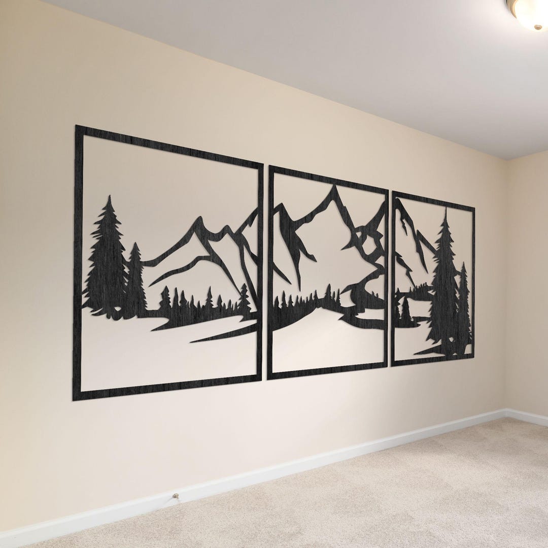 Mountain Landscape Laser Cut Wall Art – Nature-inspired Wood Decor ...