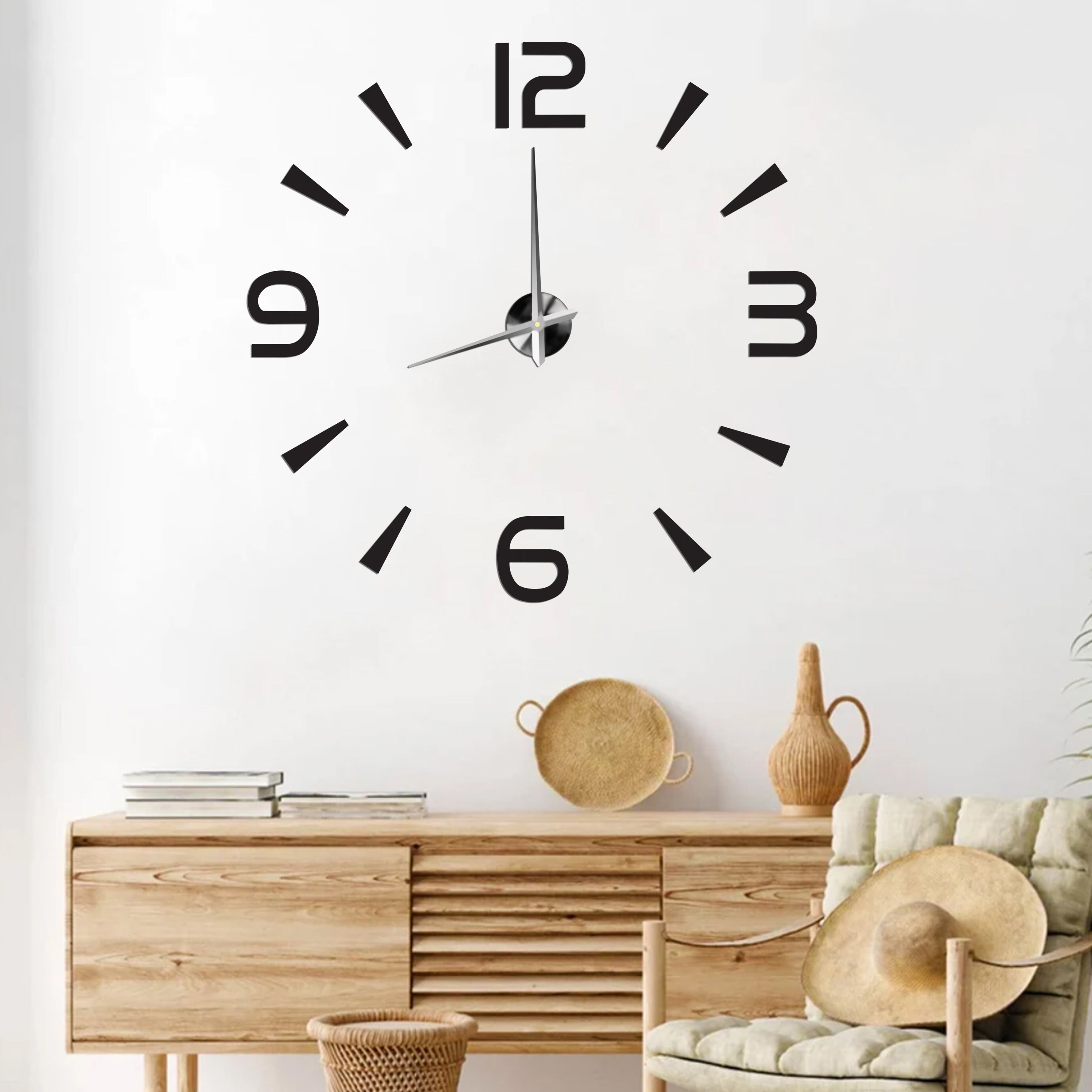 Modern 3D DIY Wall Clock Sticker: Large Acrylic Mirror Decor - Etsy