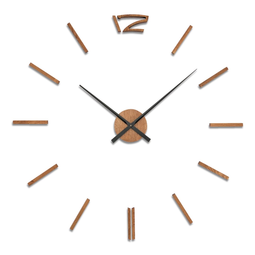Big 3D Effect Wall Clock Wooden Wall Clock Silent Large Clock Diameter ...