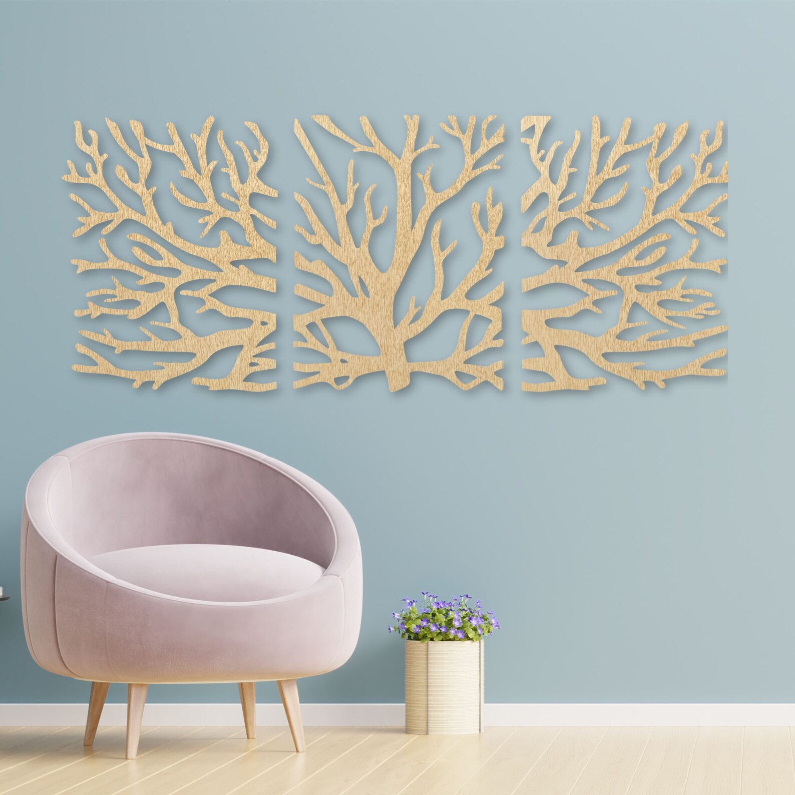 Wood Tree Wall Art: 3-panel Branch Decor - Etsy