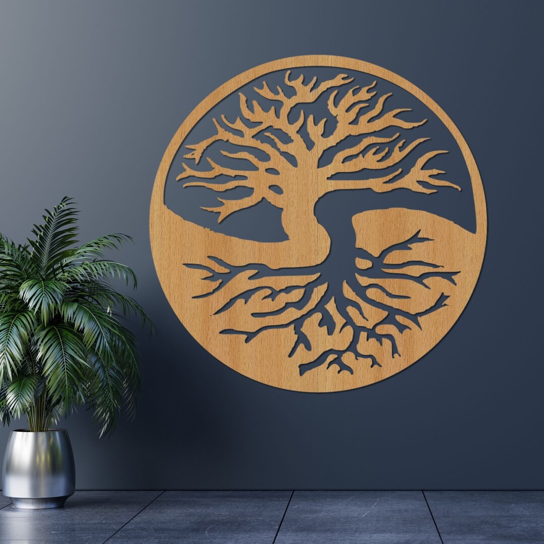 Tree Life Decor, Panel Wood Wall Art, Large Decor Wall, Tree Branches ...