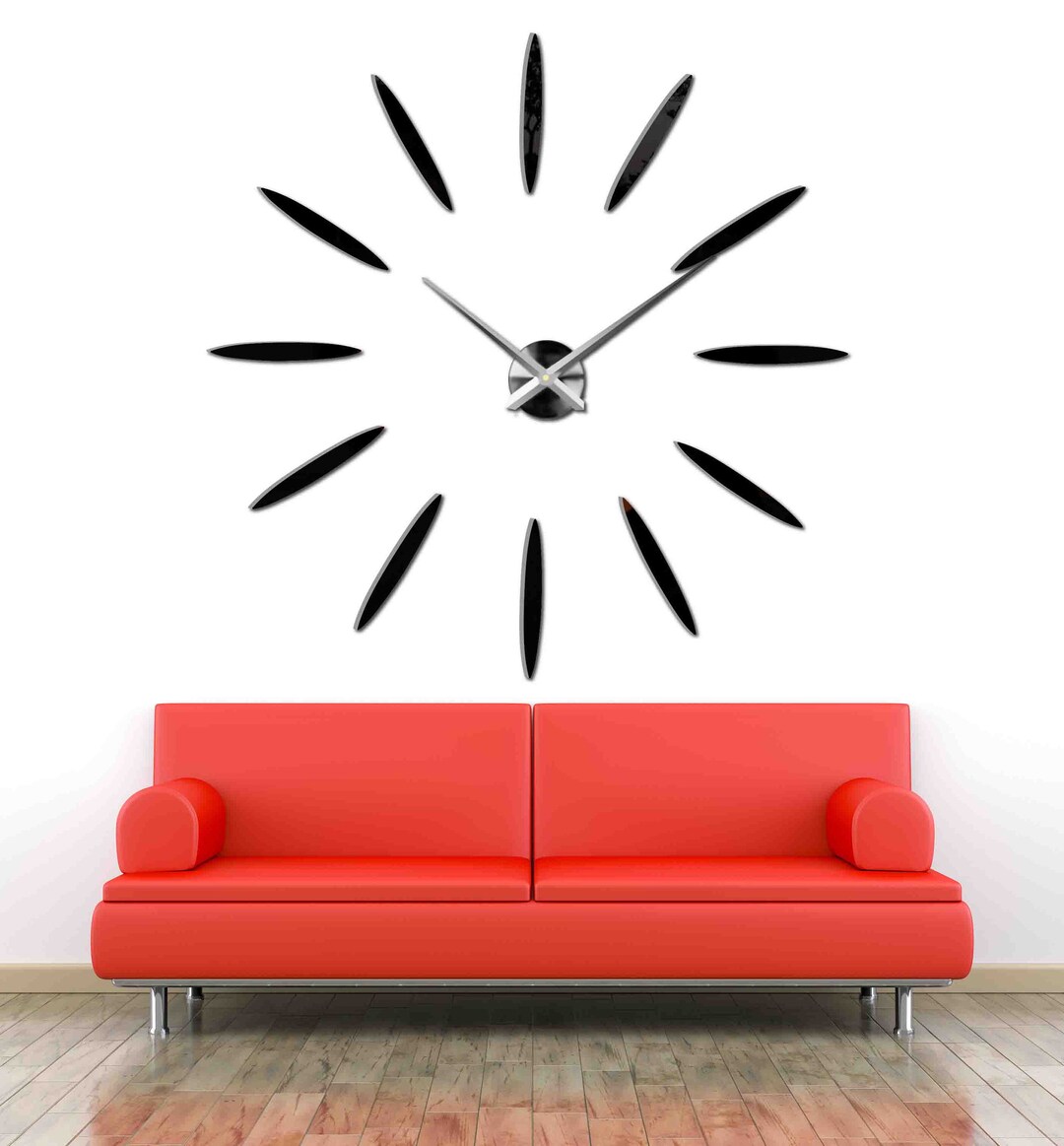 Large Modern Wall Clock Mallet, 3D Wall Clock, Home Decoration, Mirror ...