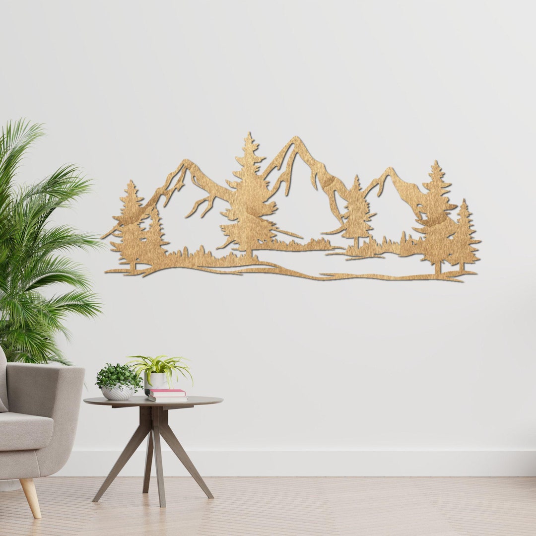 Mountain Wall Wooden Hanging Decor. Large Nature-inspired Wood ...