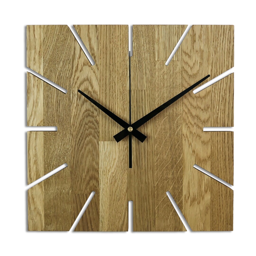 Honey Wooden Wall Clock Oak Wall Clock Modern Wood Clock Home ...