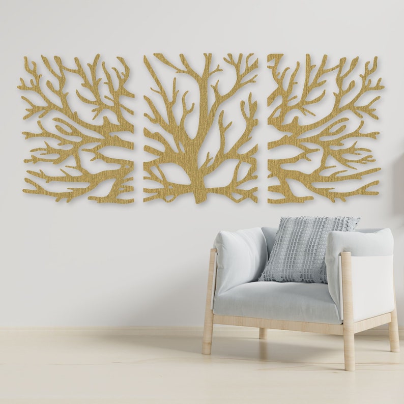 Wood Tree Wall Art: 3-panel Branch Decor - Etsy