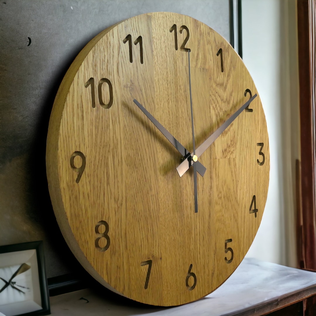 Wooden Wall Clock Oak Wall Clock Modern Wood Clock Home Decoration ...