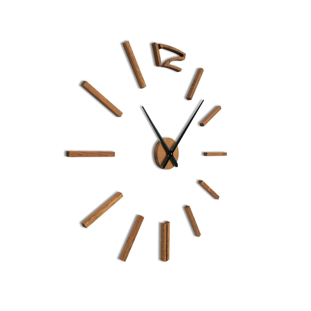 Big 3D Effect Wall Clock Wooden Wall Clock Silent Large Clock Diameter ...