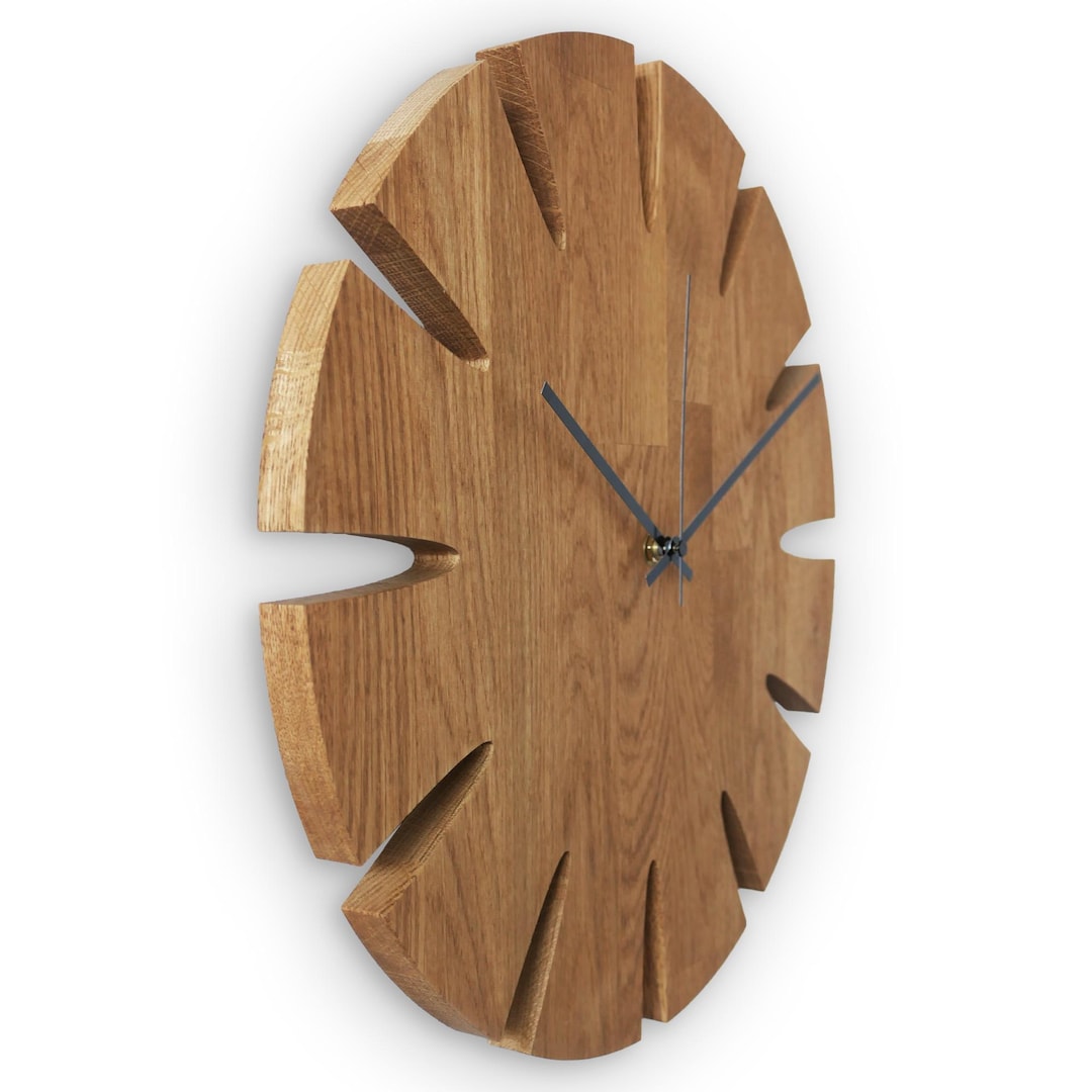Handmade Solid Oak Wall Clock: Minimalist Silent Quartz Design - Etsy