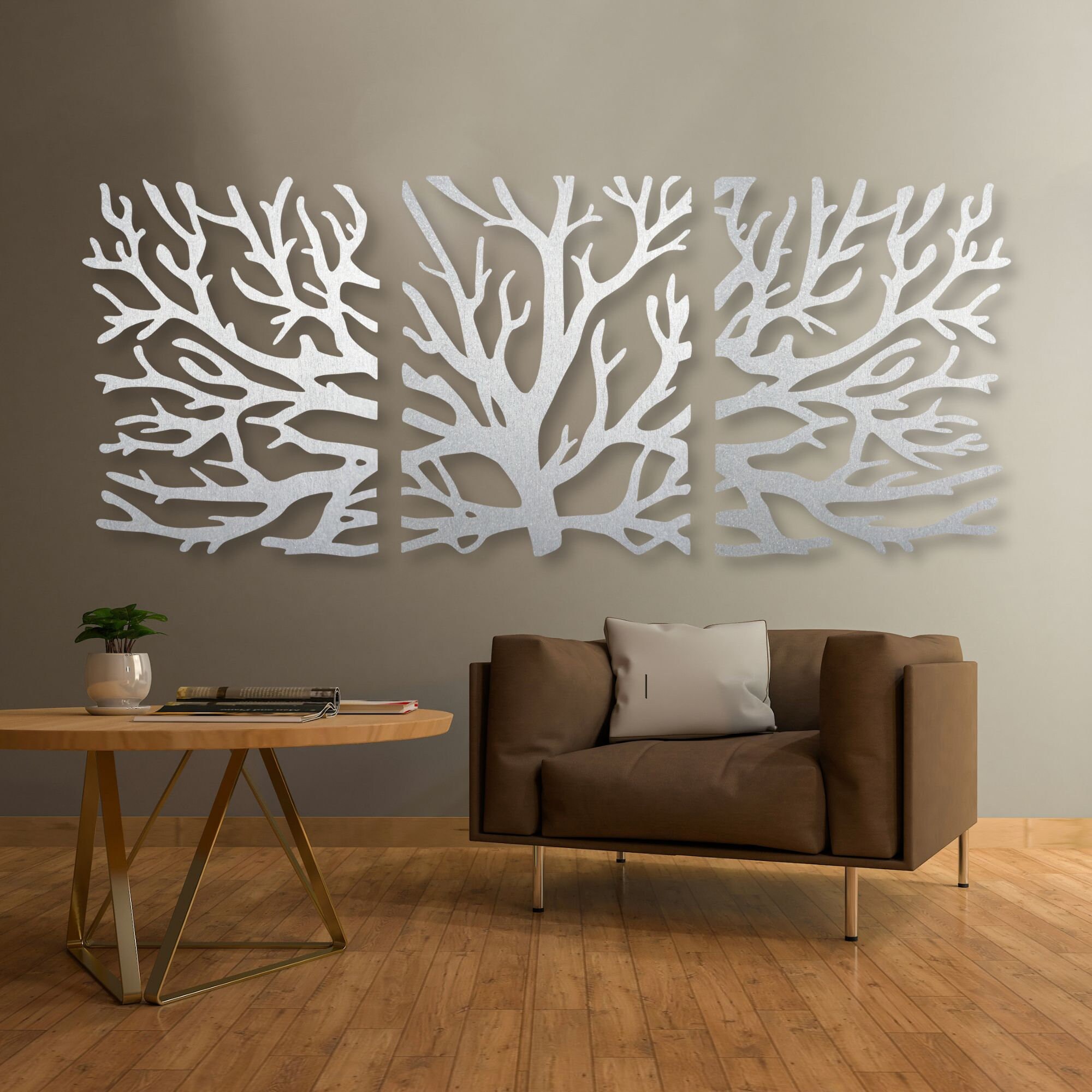Wood Tree Wall Art: 3-panel Branch Decor - Etsy