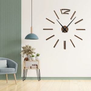 Big 3D Effect Wall Clock Wooden Wall Clock Silent Large Clock Diameter ...