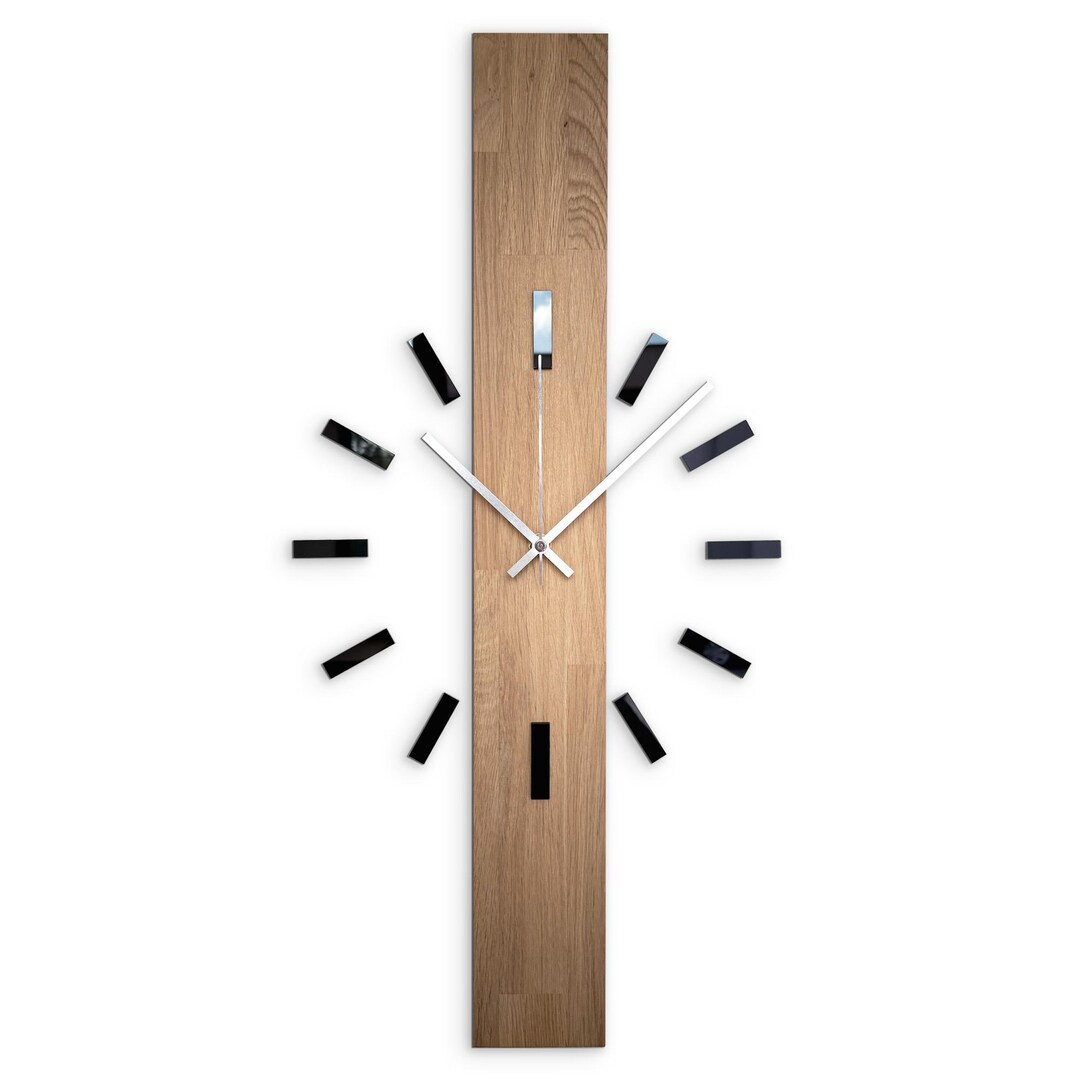 Handmade Oak Wall Clock: Vertical Minimalist Scandinavian Design - Etsy