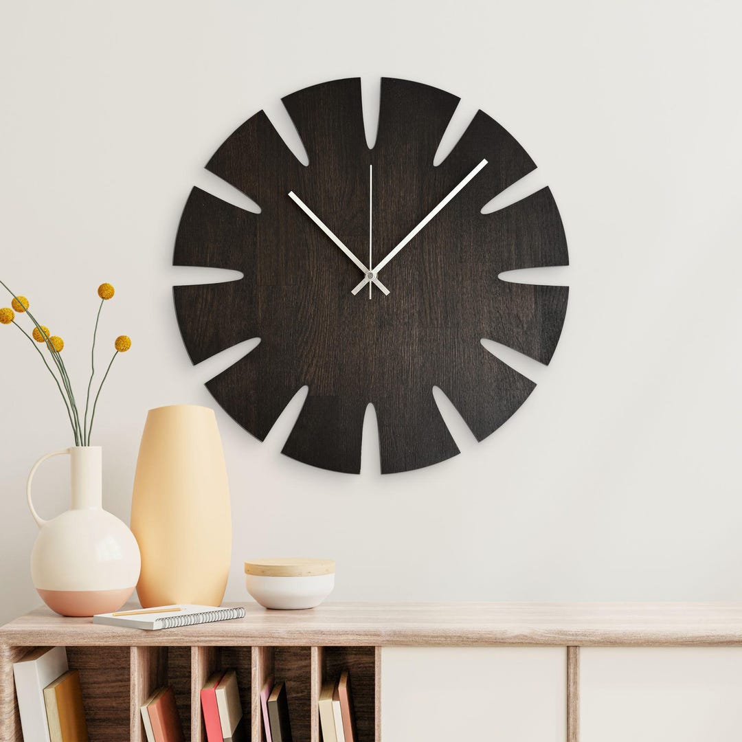 Minimalist Oak Wood Wall Clock: Silent Quartz Movement, Modern Decor - Etsy