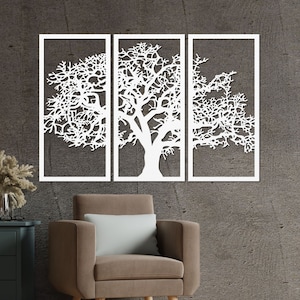 Wooden Wall Decorative Panel Set of 3 Pieces Tree Wall Decor Wood Wall ...