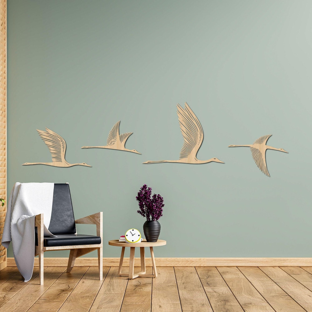 HDF Wooden Bird Wall Decor, Modern Minimalist Art, Set of 4 - Etsy