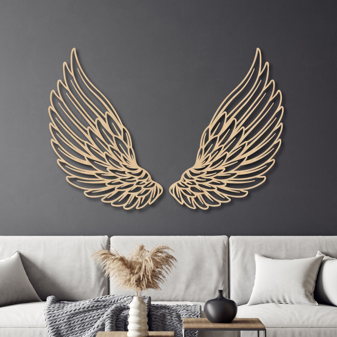 Wooden Angel Wings Wall Decor, Large Elegant HDF Wood Art - Etsy