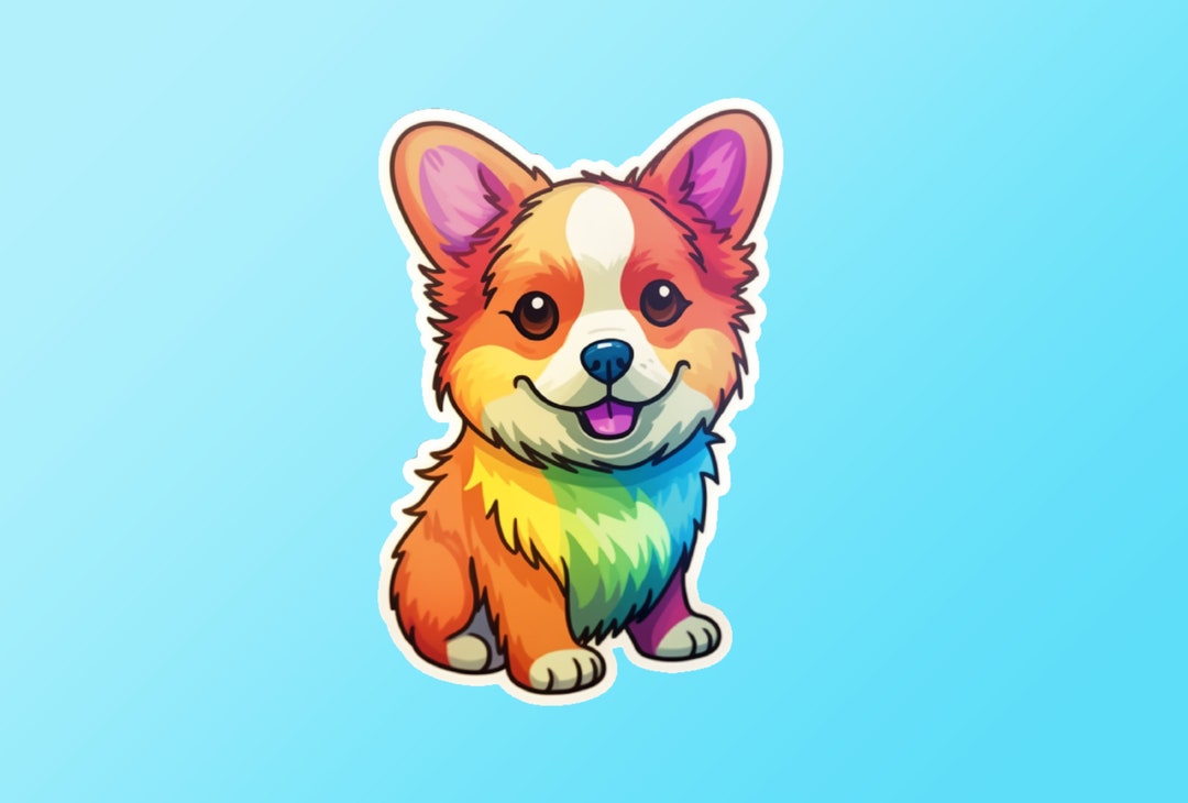 Rainbow Pride Dog Sticker - Etsy