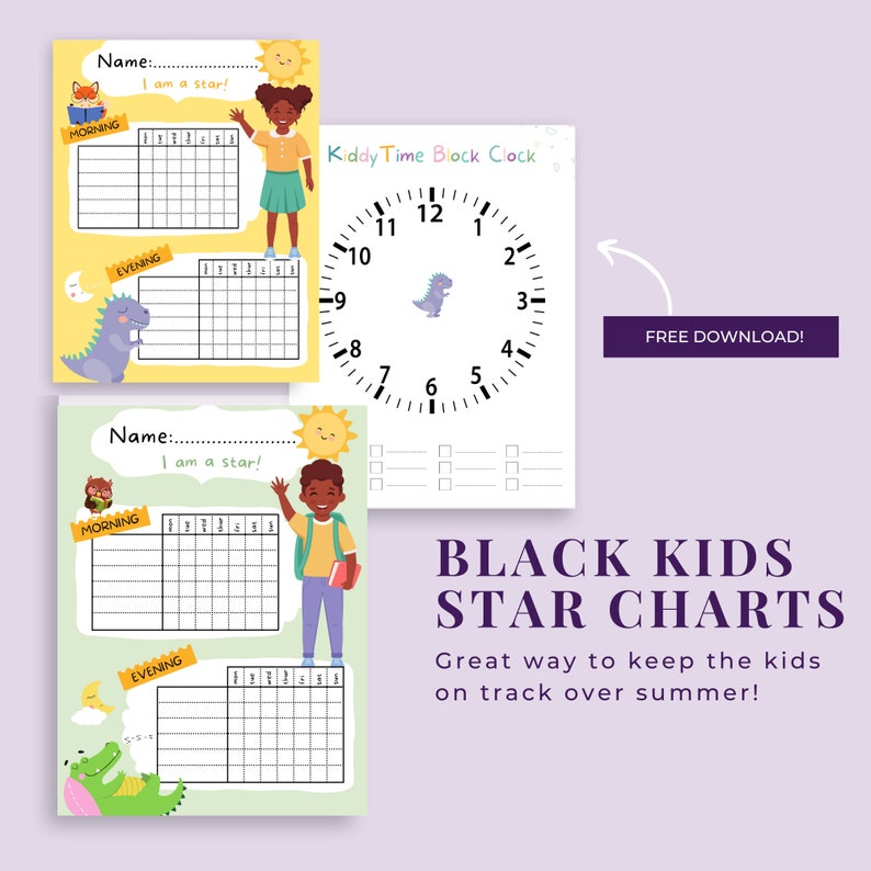 Black Children CHORE CHART for Good Behaviour and Developing ...