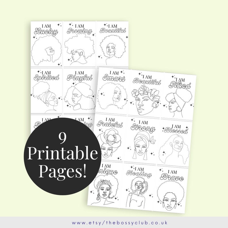 31 Day PRINTABLE AFFIRMATION COLOURING Cards for Black Women - Etsy