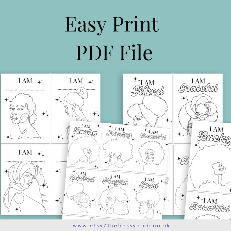 31 Day PRINTABLE AFFIRMATION COLOURING Cards for Black Women - Etsy