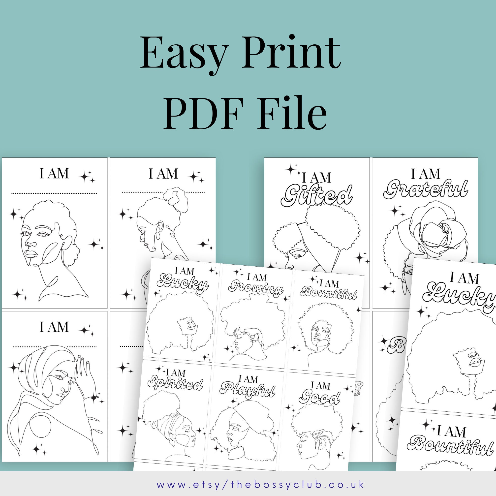 31 Day PRINTABLE AFFIRMATION COLOURING Cards for Black Women - Etsy