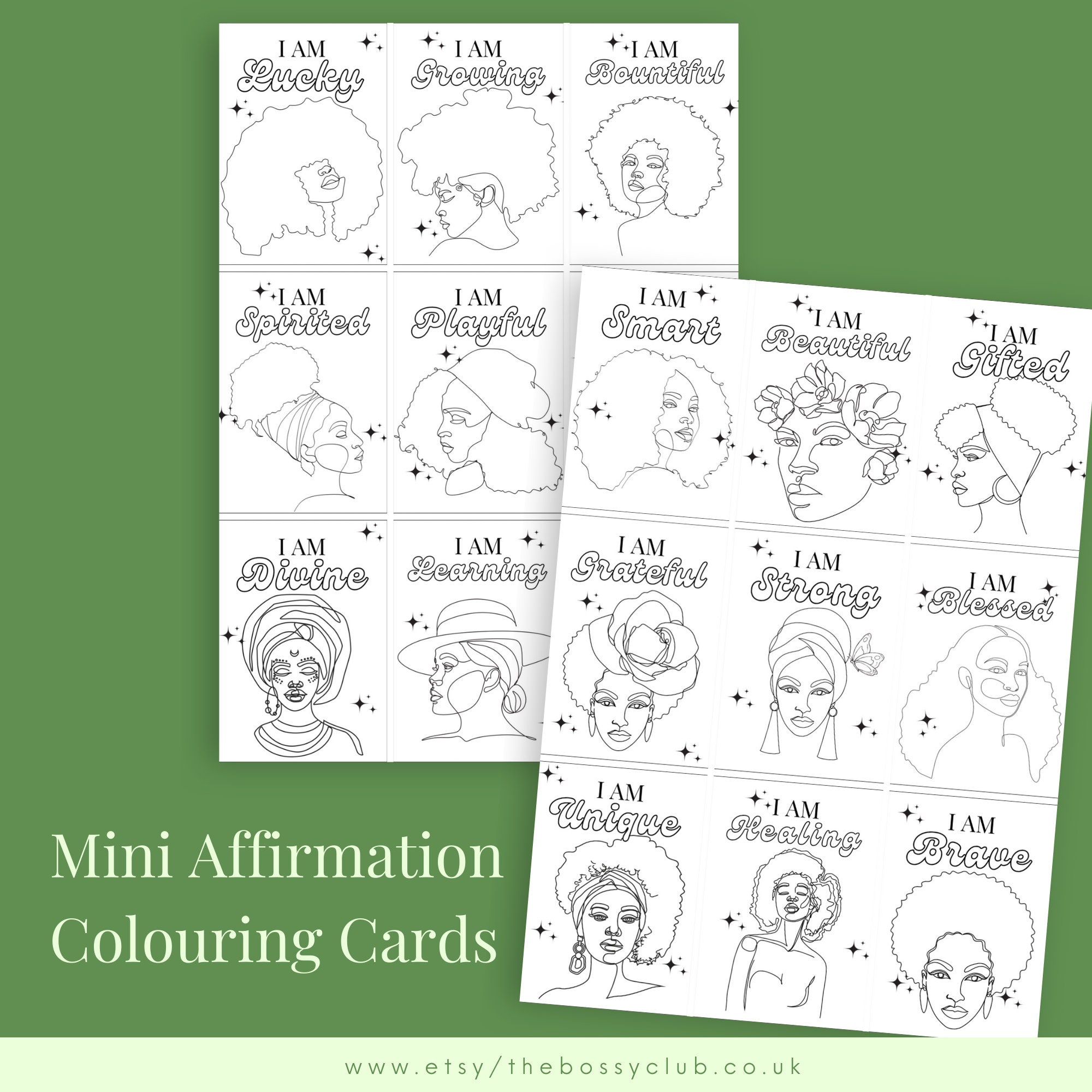 31 Day PRINTABLE AFFIRMATION COLOURING Cards for Black Women - Etsy