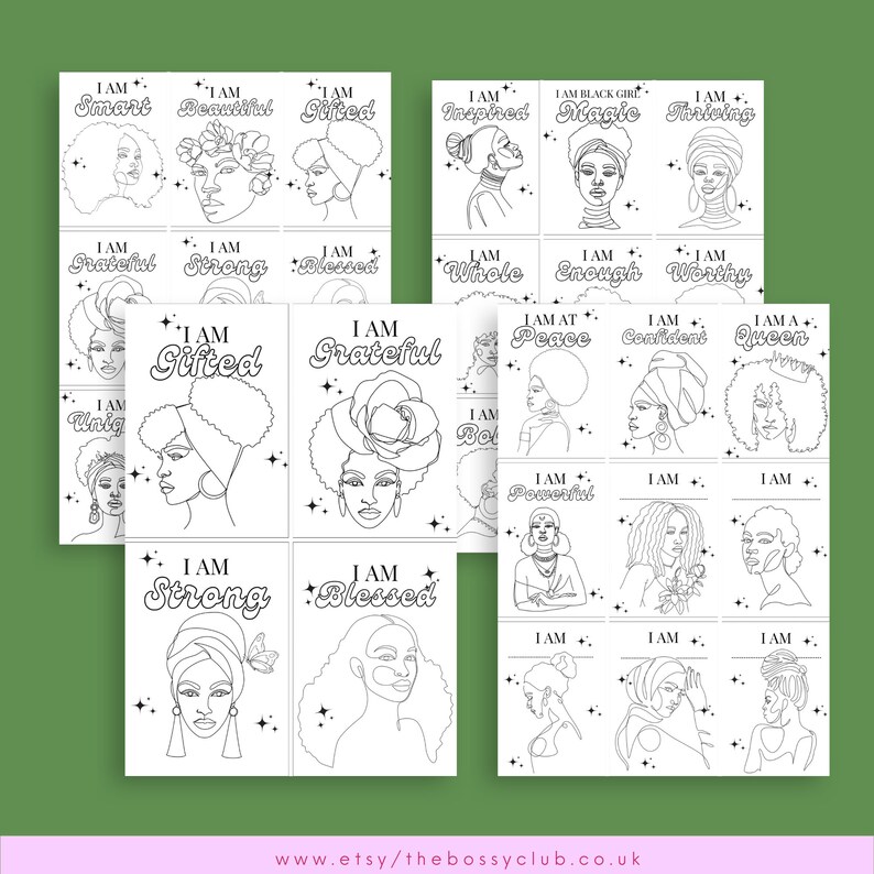 31 Day PRINTABLE AFFIRMATION COLOURING Cards for Black Women and Girls ...