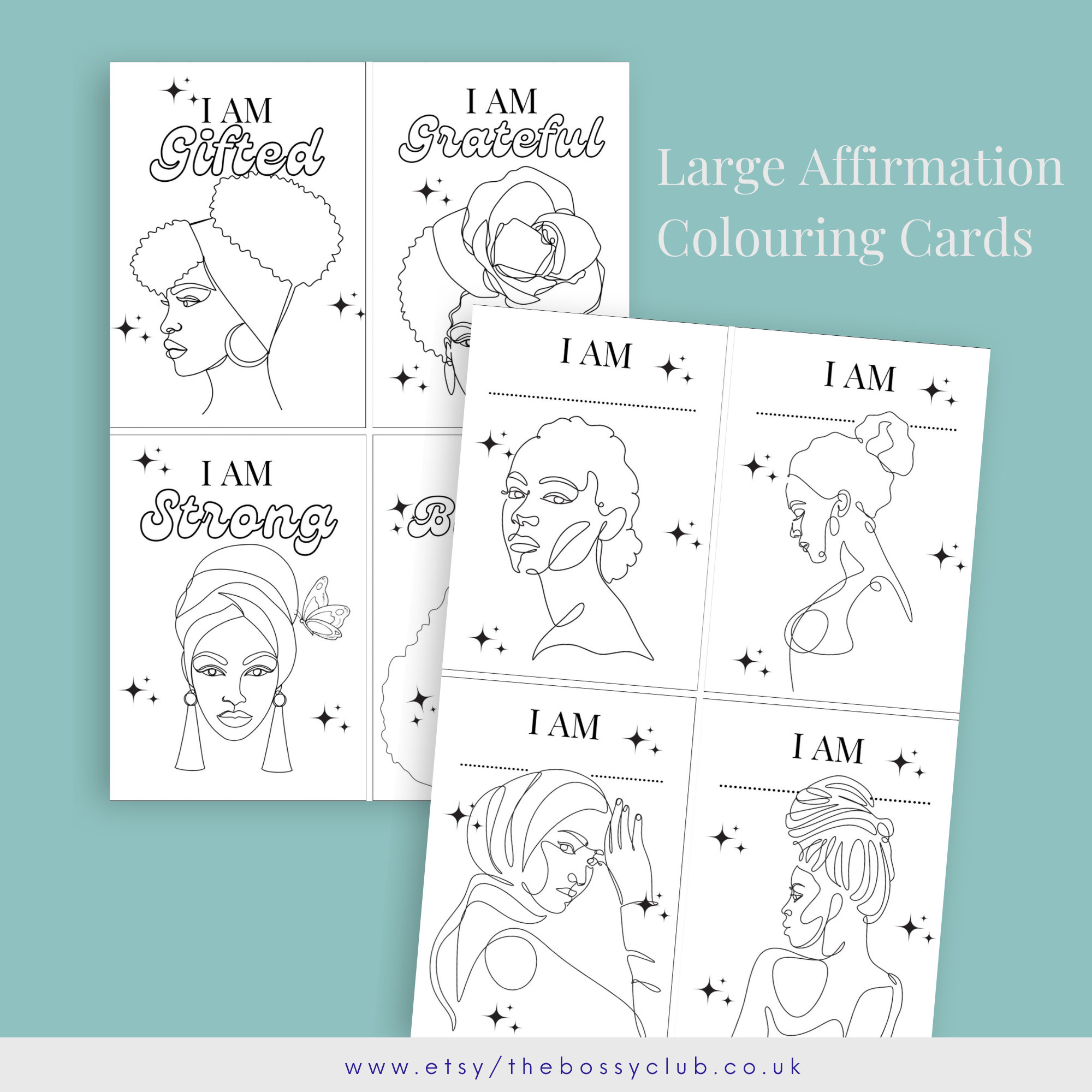 31 Day PRINTABLE AFFIRMATION COLOURING Cards for Black Women - Etsy