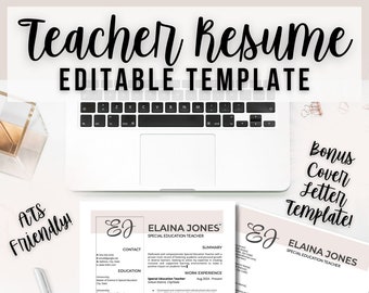 ATS Resume Template, Word Google Docs Resume, Teacher Resume Design, CV ...