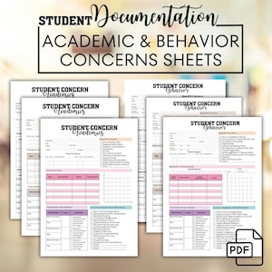 Student Concerns Documentation Sheets: IEP, RTI Interventions (PDF) - Etsy