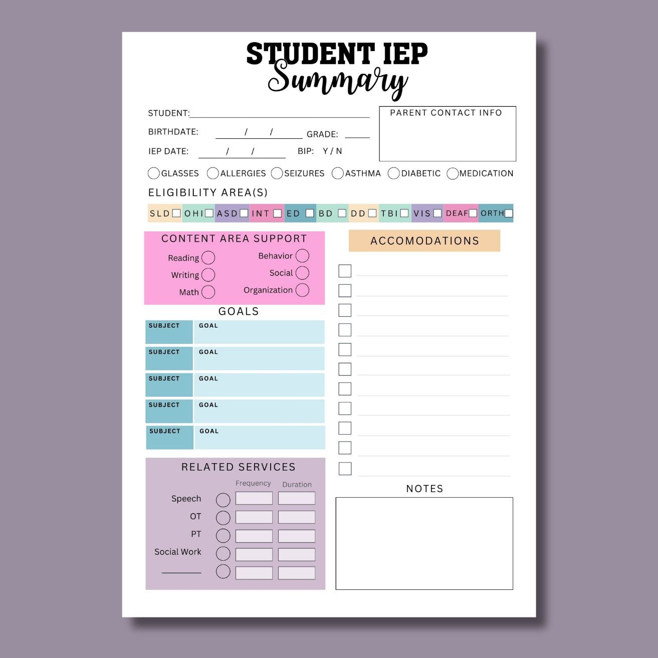 IEP Caseload Planner Digital Special Education Teacher Planning Sheet ...