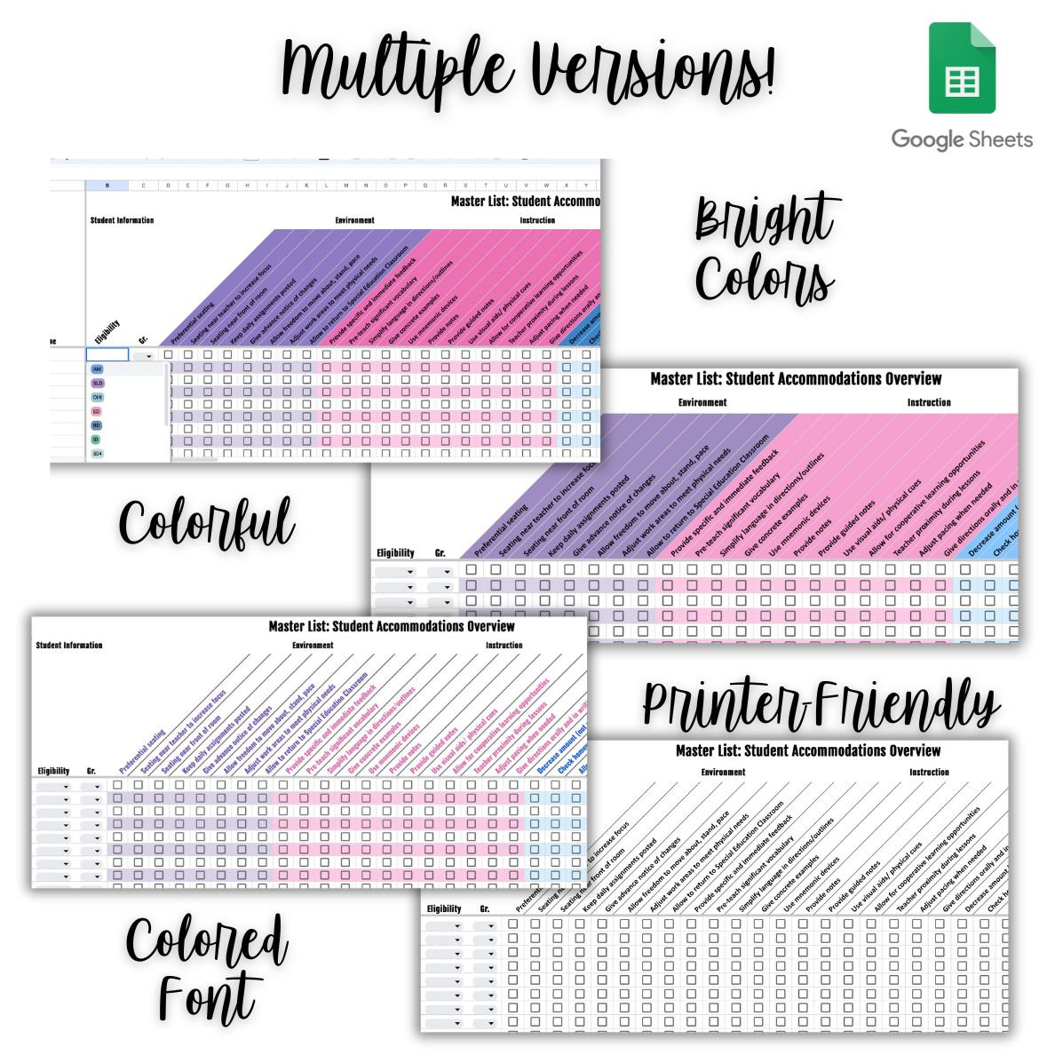 IEP Accommodations Overview: Google Sheets for SPED Teachers - Etsy