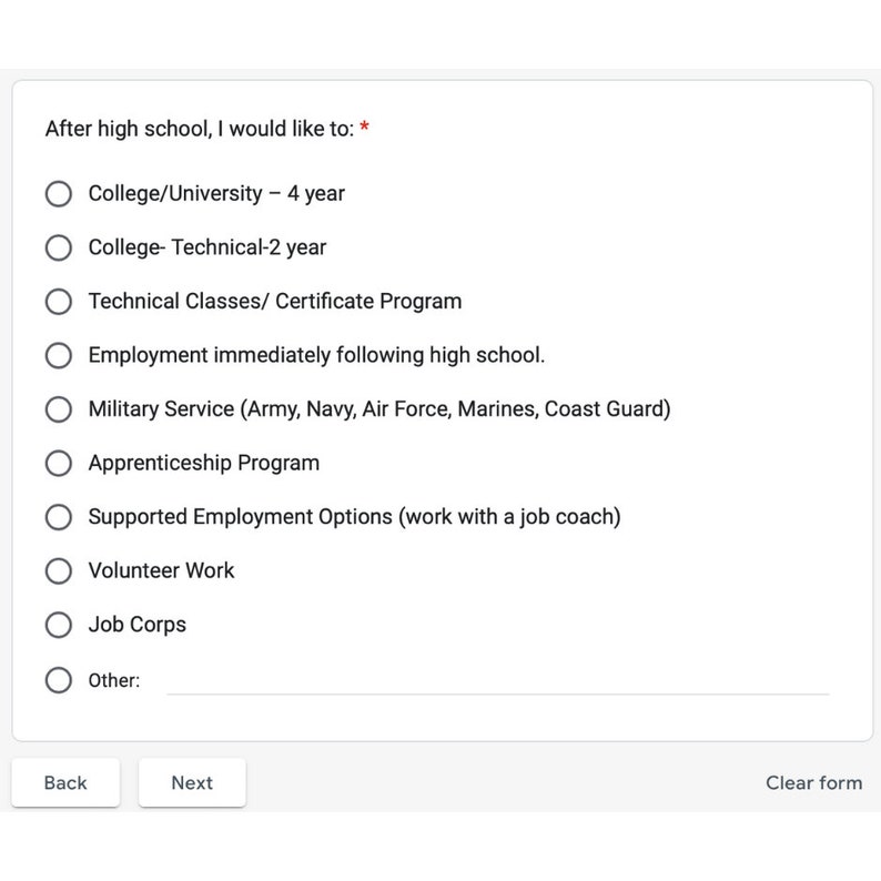 IEP Student Transition Questionnaire/ Survey (google Form) - Etsy