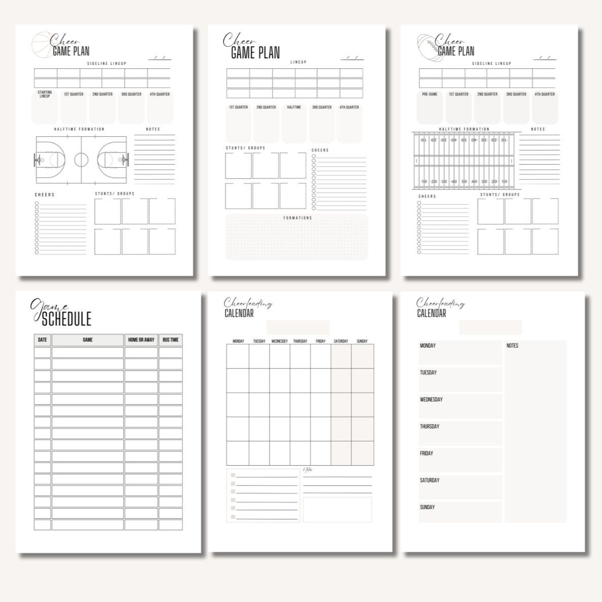 Cheer Coach Planner, Printable Digital Download Planning Sheets - Etsy