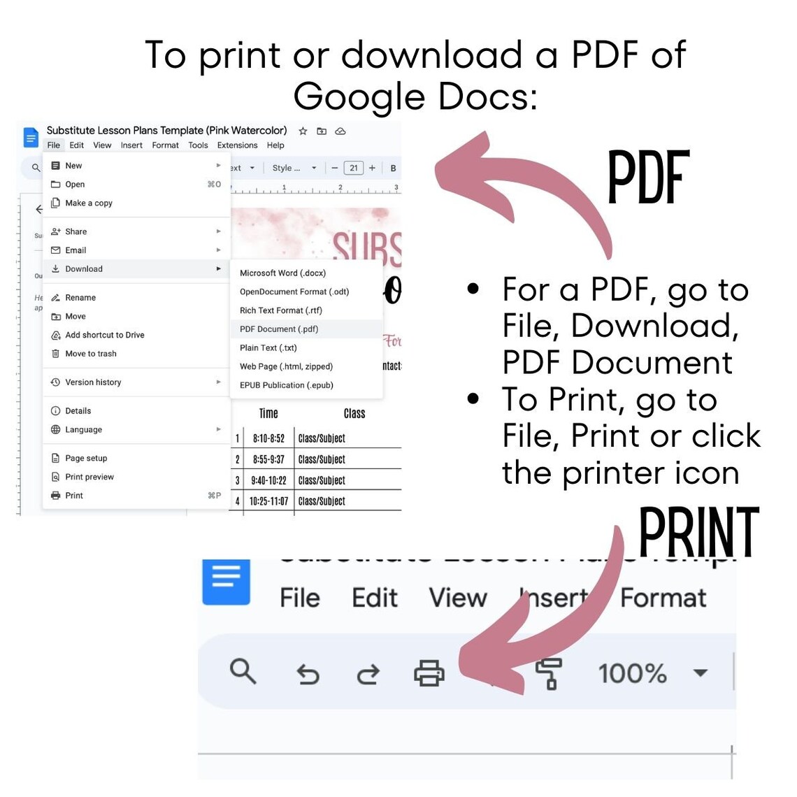 Substitute Teacher Plans Template Google Docs Purple Wildflowers ...