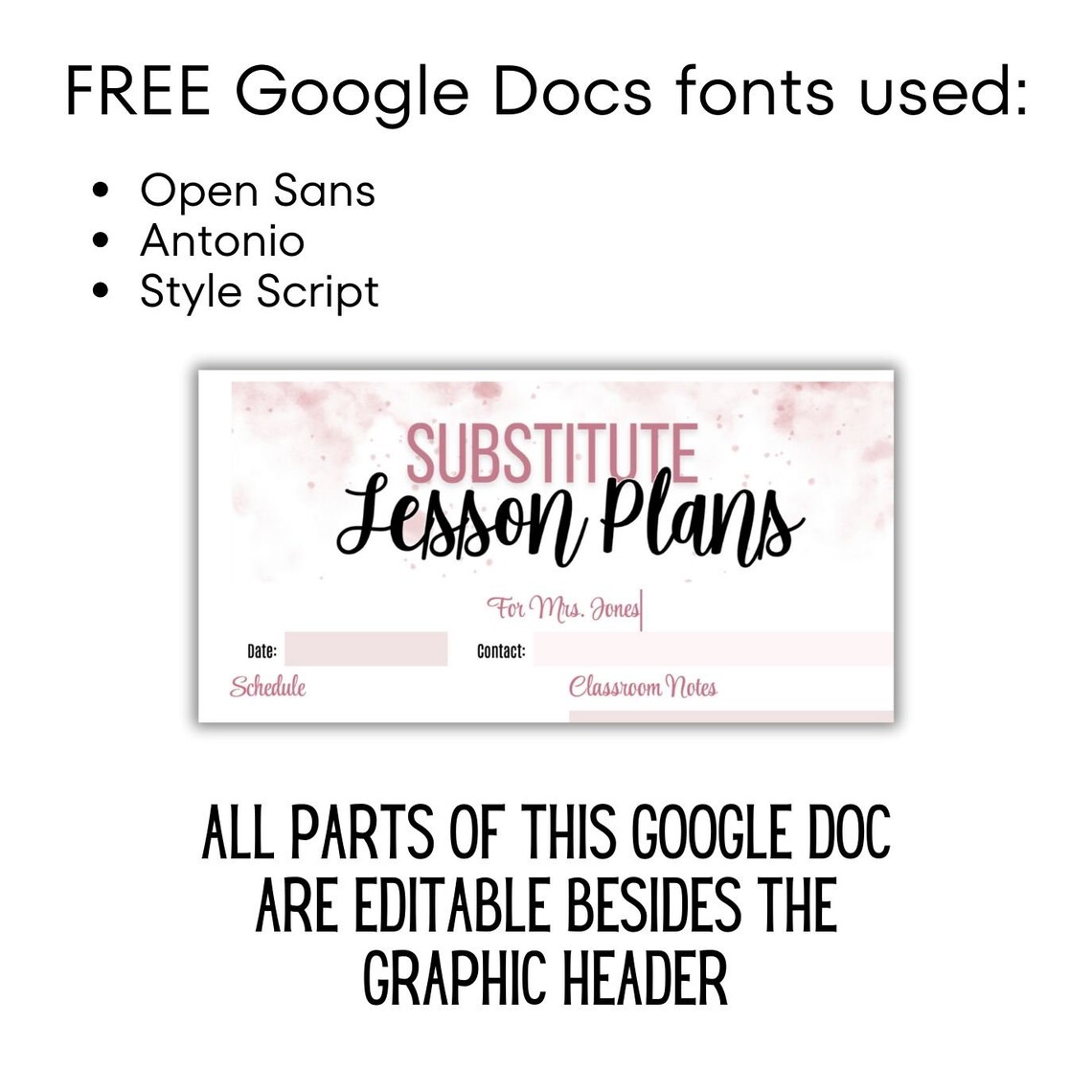 Substitute Teacher Plans Template Google Docs Purple Wildflowers ...