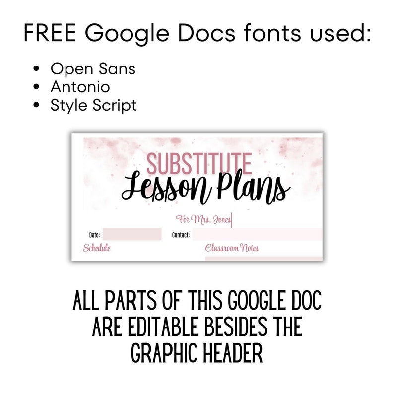 Substitute Teacher Plans Template Google Docs Purple Wildflowers ...