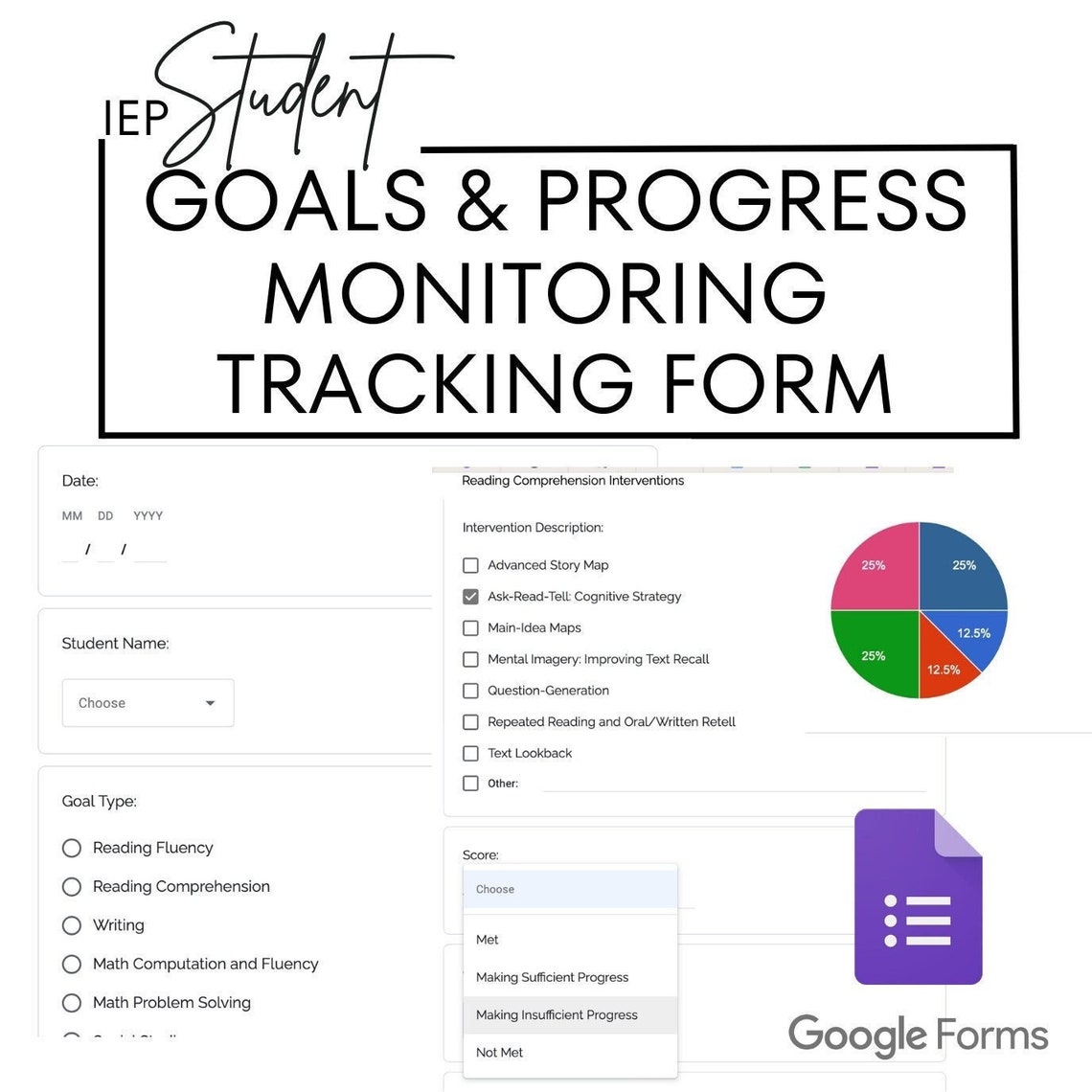 Easy IEP Goals & Progress Monitoring Tracking: Google Forms - Etsy