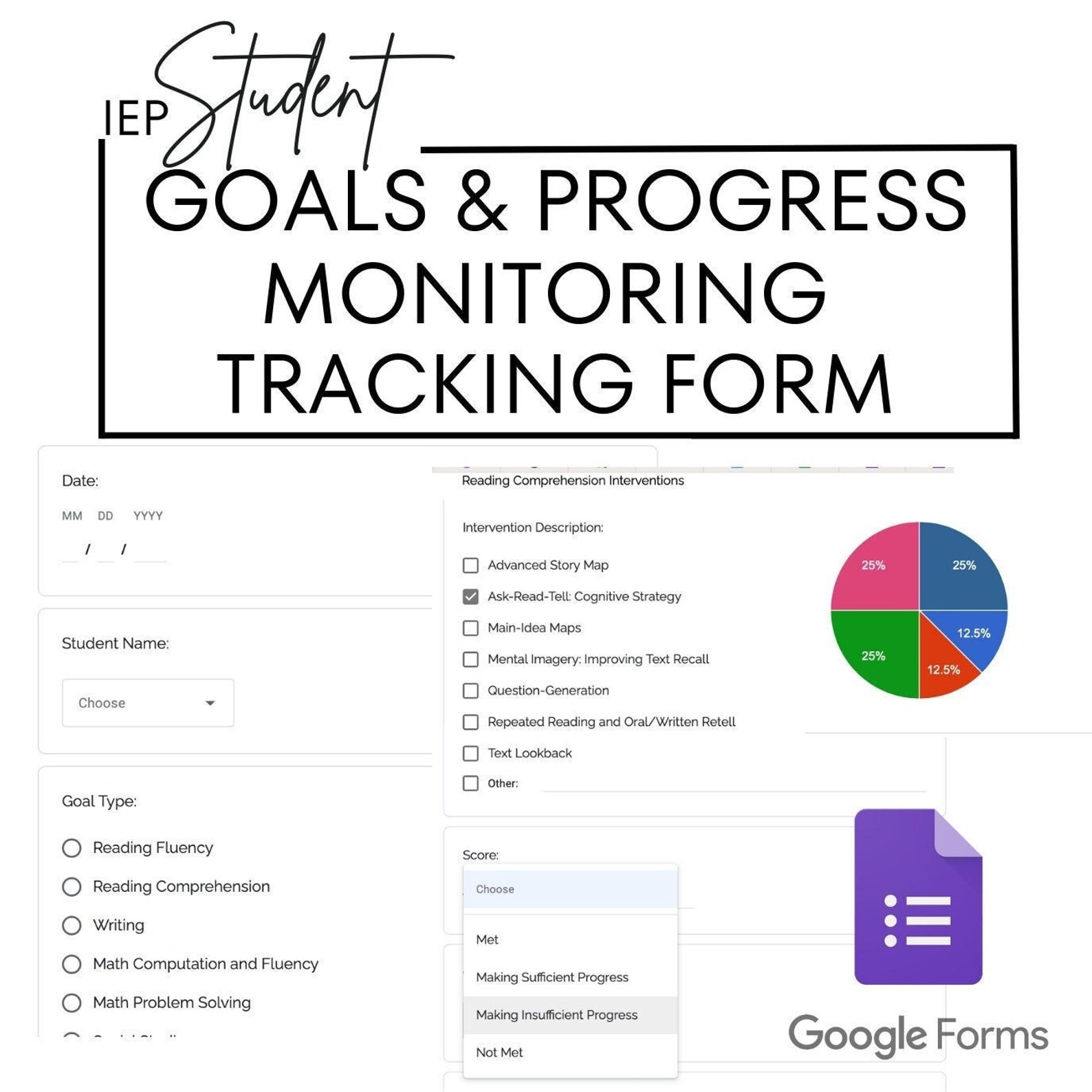Easy IEP Goals & Progress Monitoring Tracking: Google Forms - Etsy