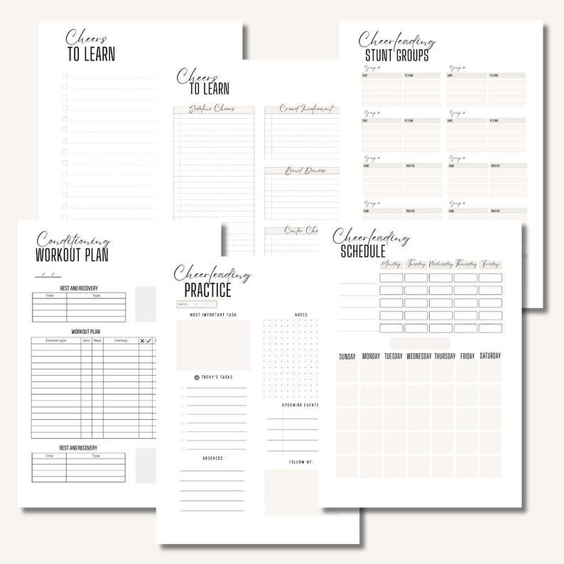 Cheer Coach Planner, Printable Digital Download Planning Sheets - Etsy